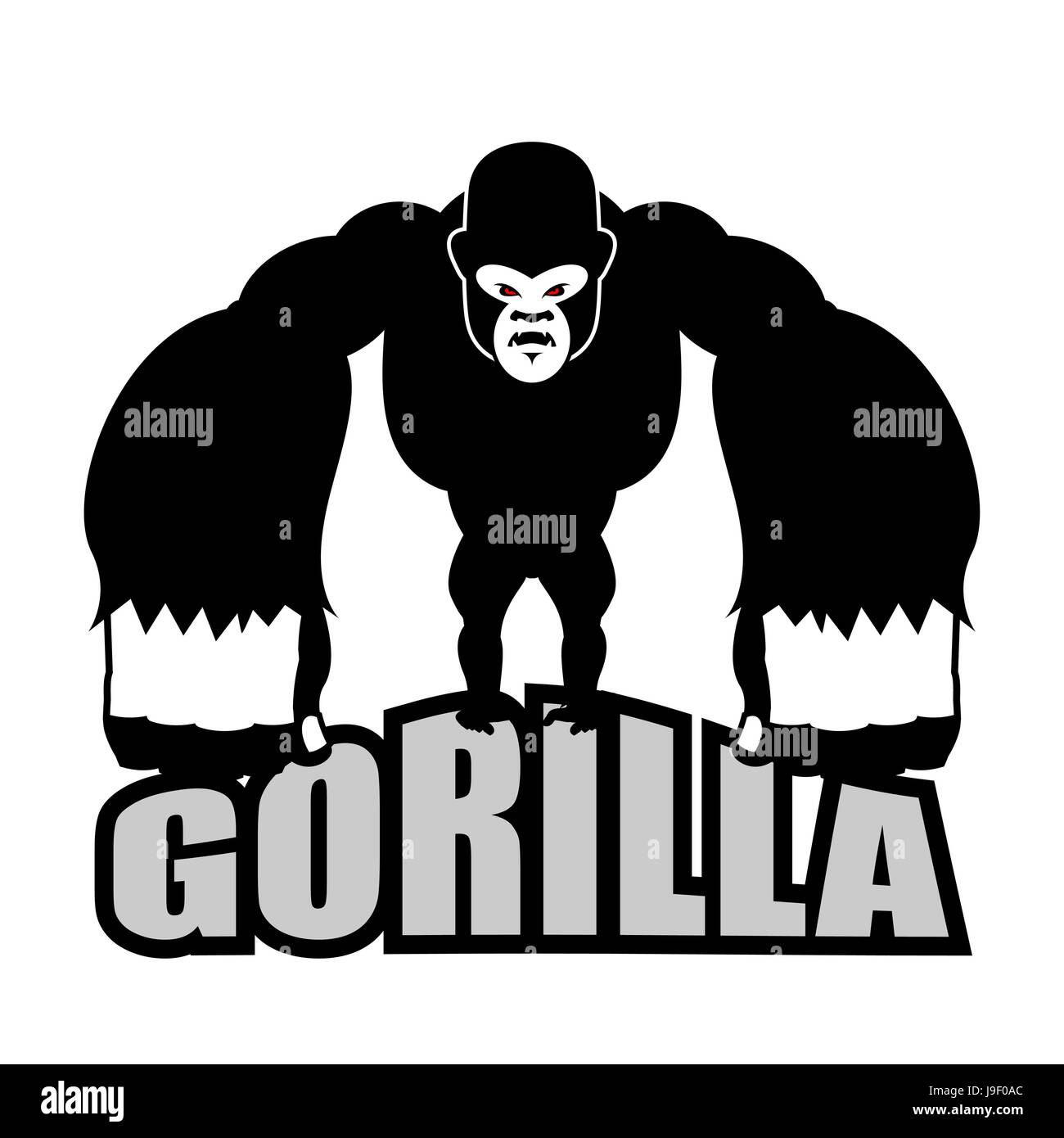 Angry gorilla. Aggressive big monkey. irritated wild animal. logo for ...