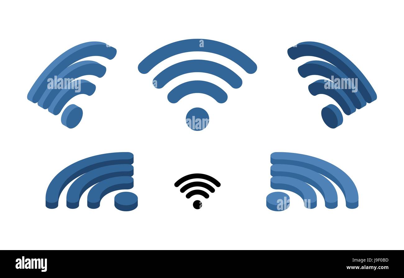 Wi fi sign isometric. Logo for wireless network. Transmission of ...