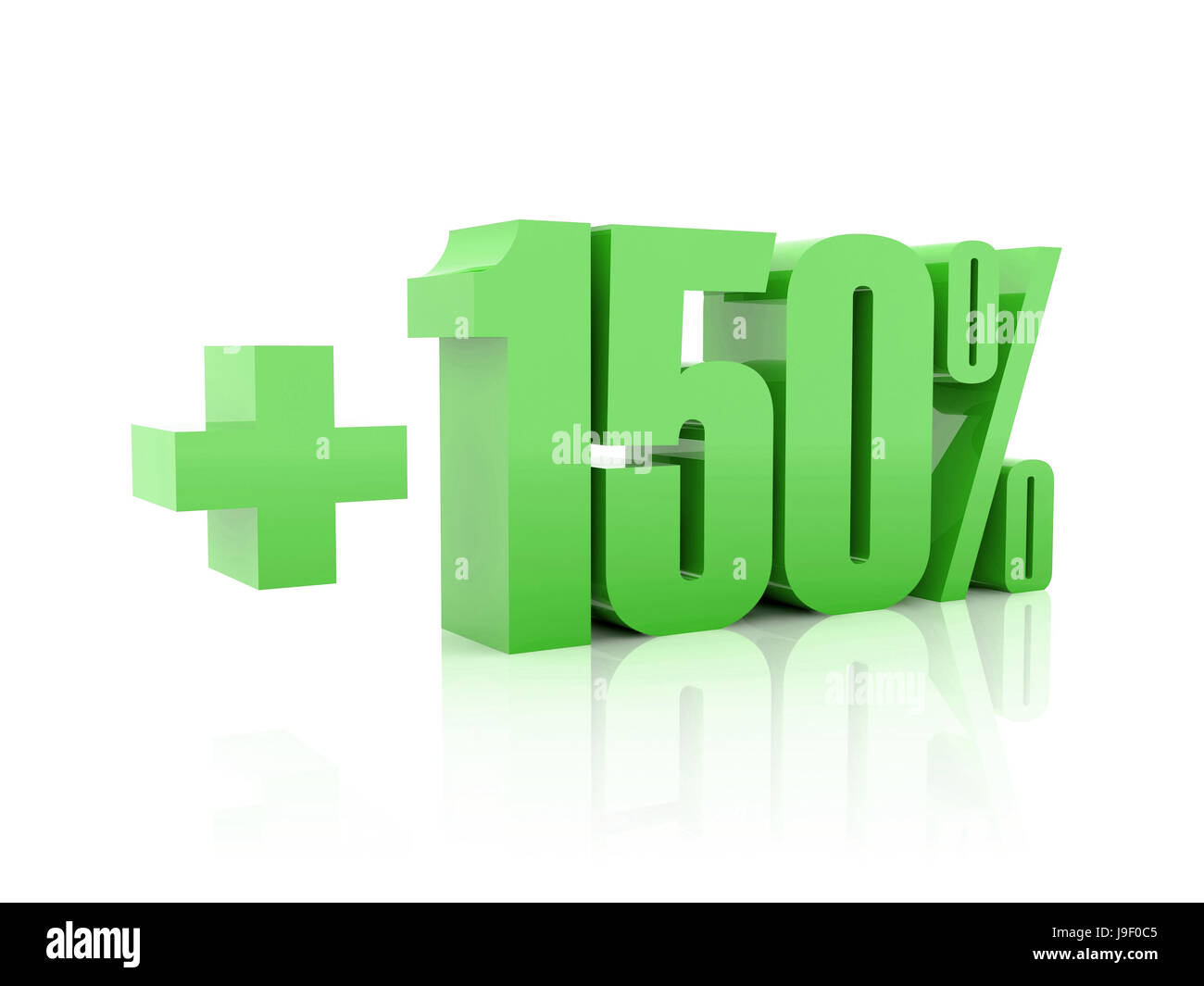 Plus 150 percent. Concept 3D illustration Stock Photo - Alamy