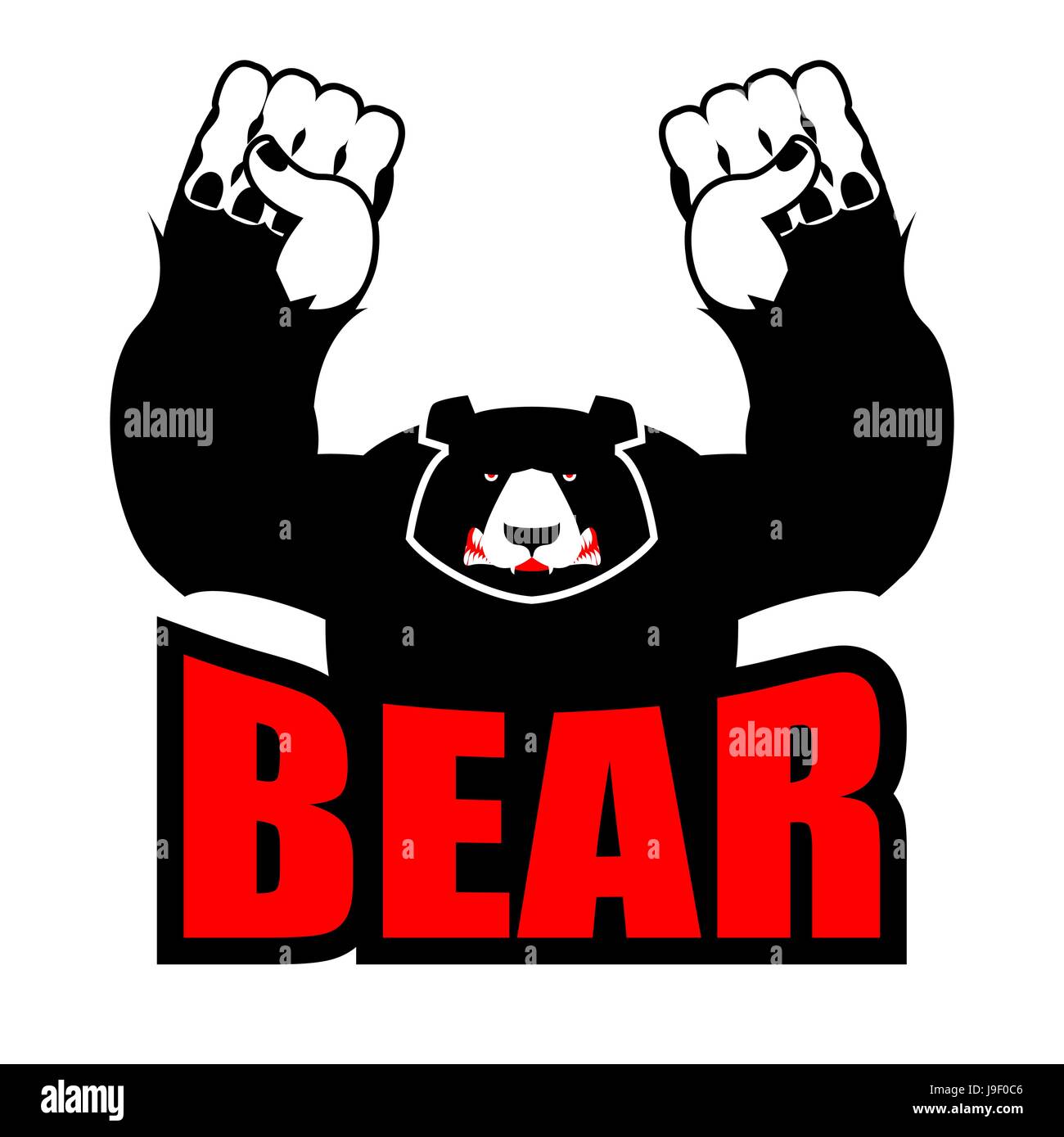 Angry bear. Aggressive Grizzly. Logo big beast. wrathful wild animal ...