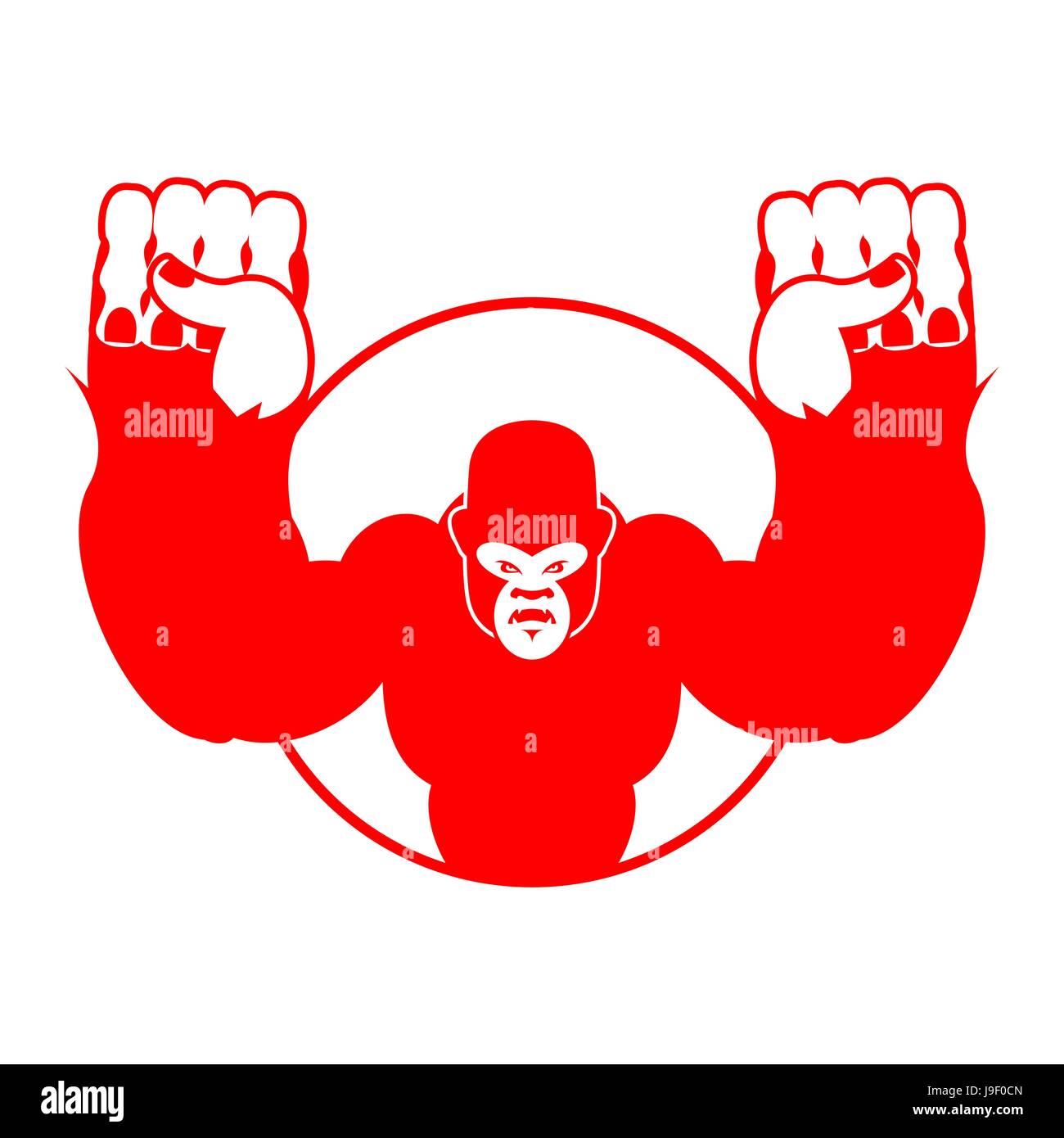 Angry gorilla. Aggressive big monkey. irritated wild animal. logo for ...