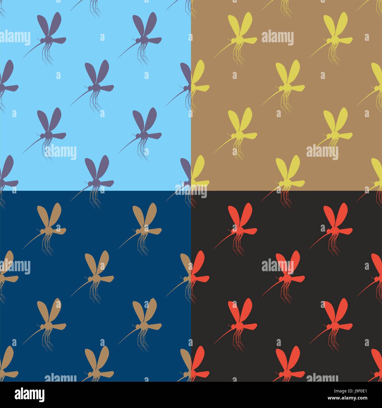 Mosquito seamless pattern. Anopheles mosquito. Textures set with insect ...