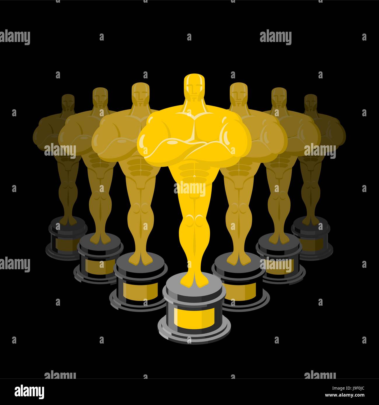 Golden statuette on black background. Dream Director. Gold figure Stock ...