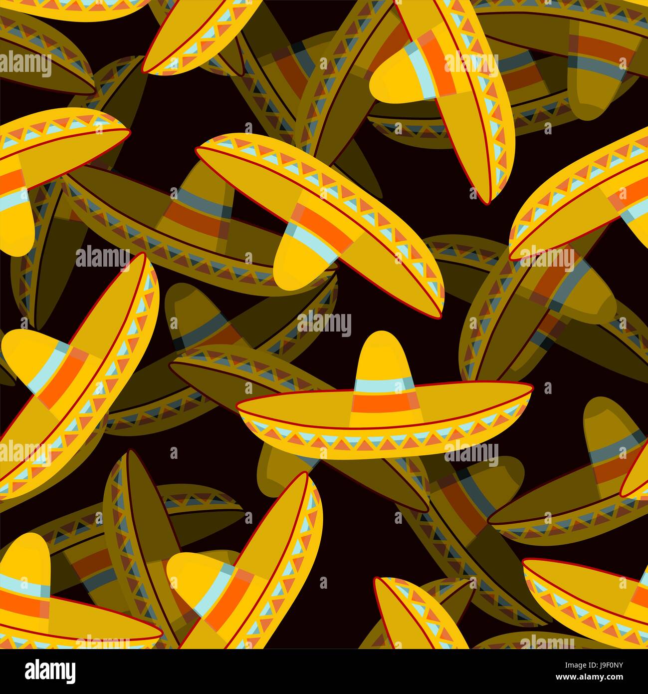 Sombrero pattern 3D. Mexican hat ornament. National cap Mexico Stock ...