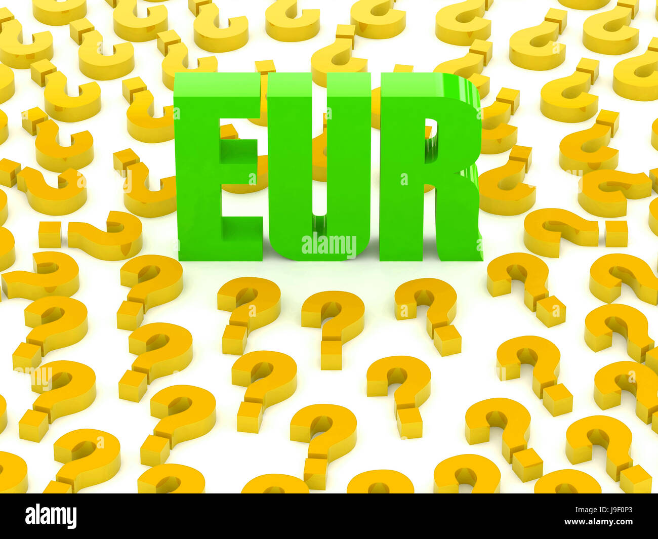 EUR sign surrounded by question marks. Concept 3D illustration Stock ...