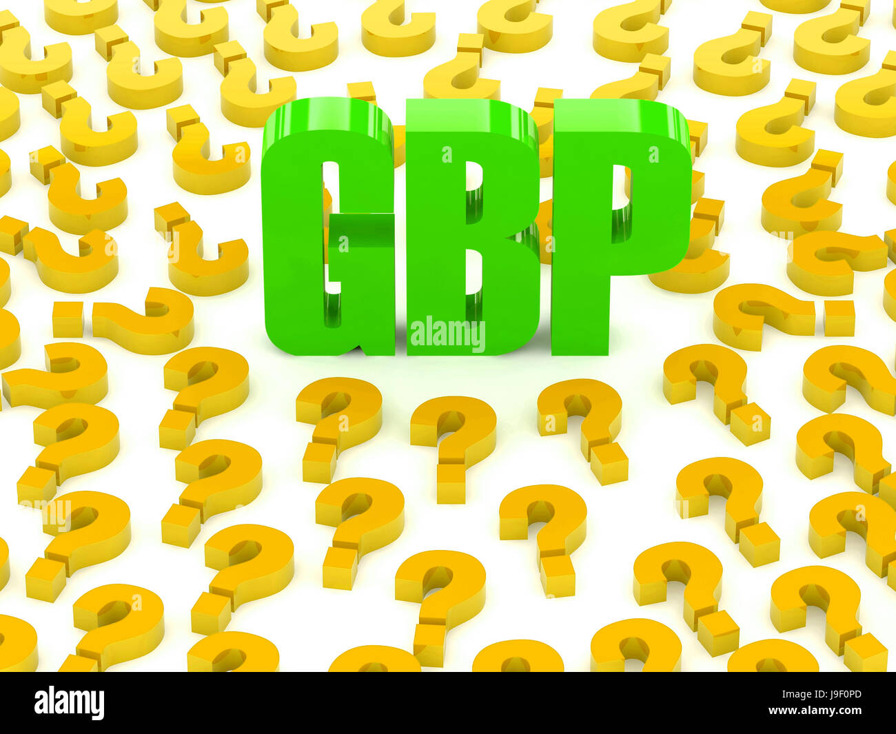 GBP sign surrounded by question marks. Concept 3D illustration Stock ...