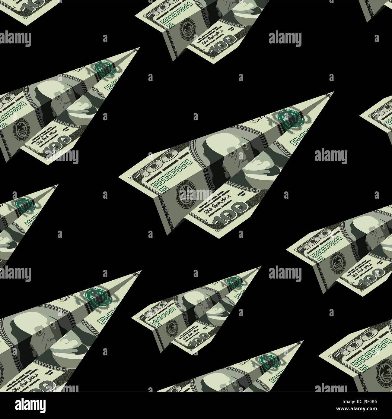 Aircraft dollars seamless pattern. Money banknote paper airplane ...