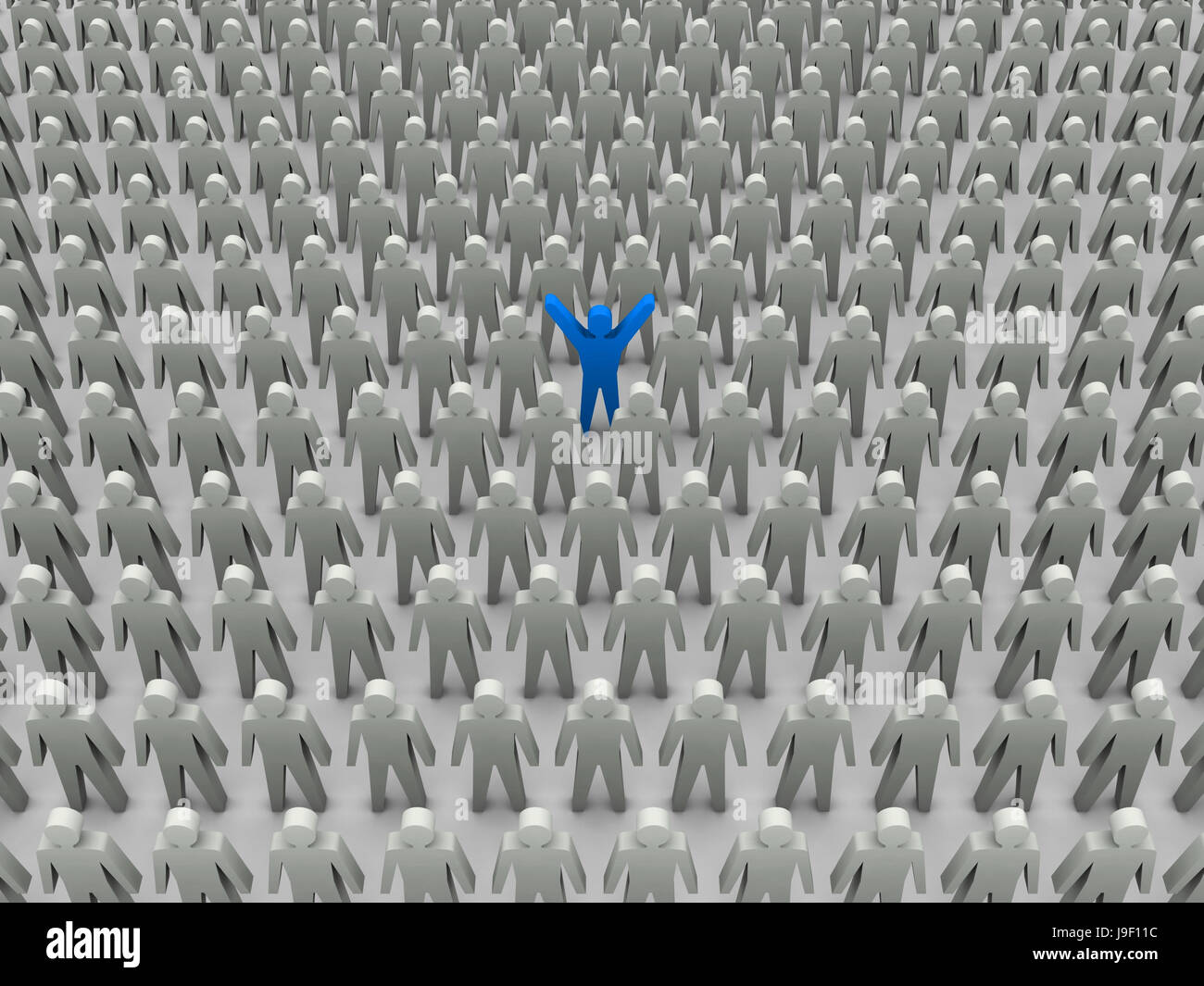 Unique person in crowd. Concept 3D illustration Stock Photo - Alamy
