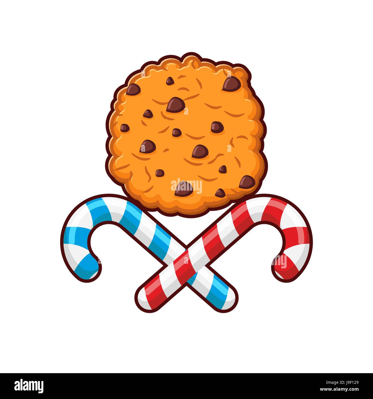 Peppermint Christmas candy and cookies emblem for New year. Sweet ...