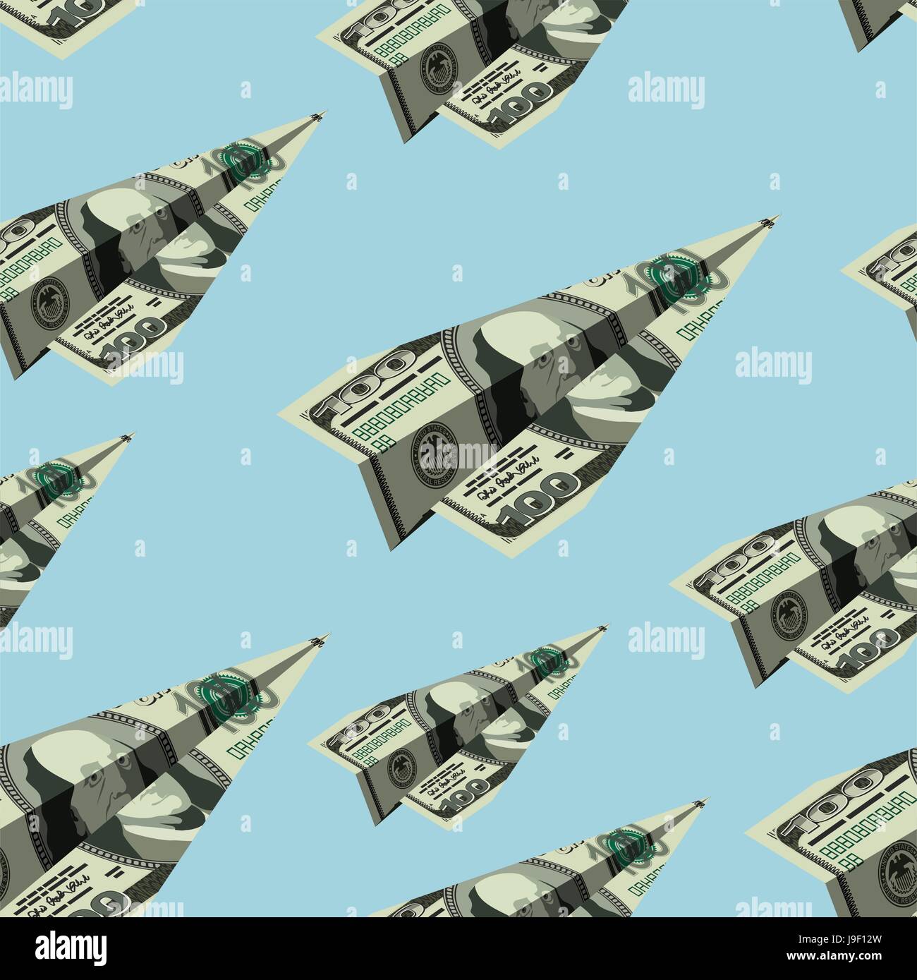 Aircraft dollars seamless pattern. Money banknote paper airplane ...