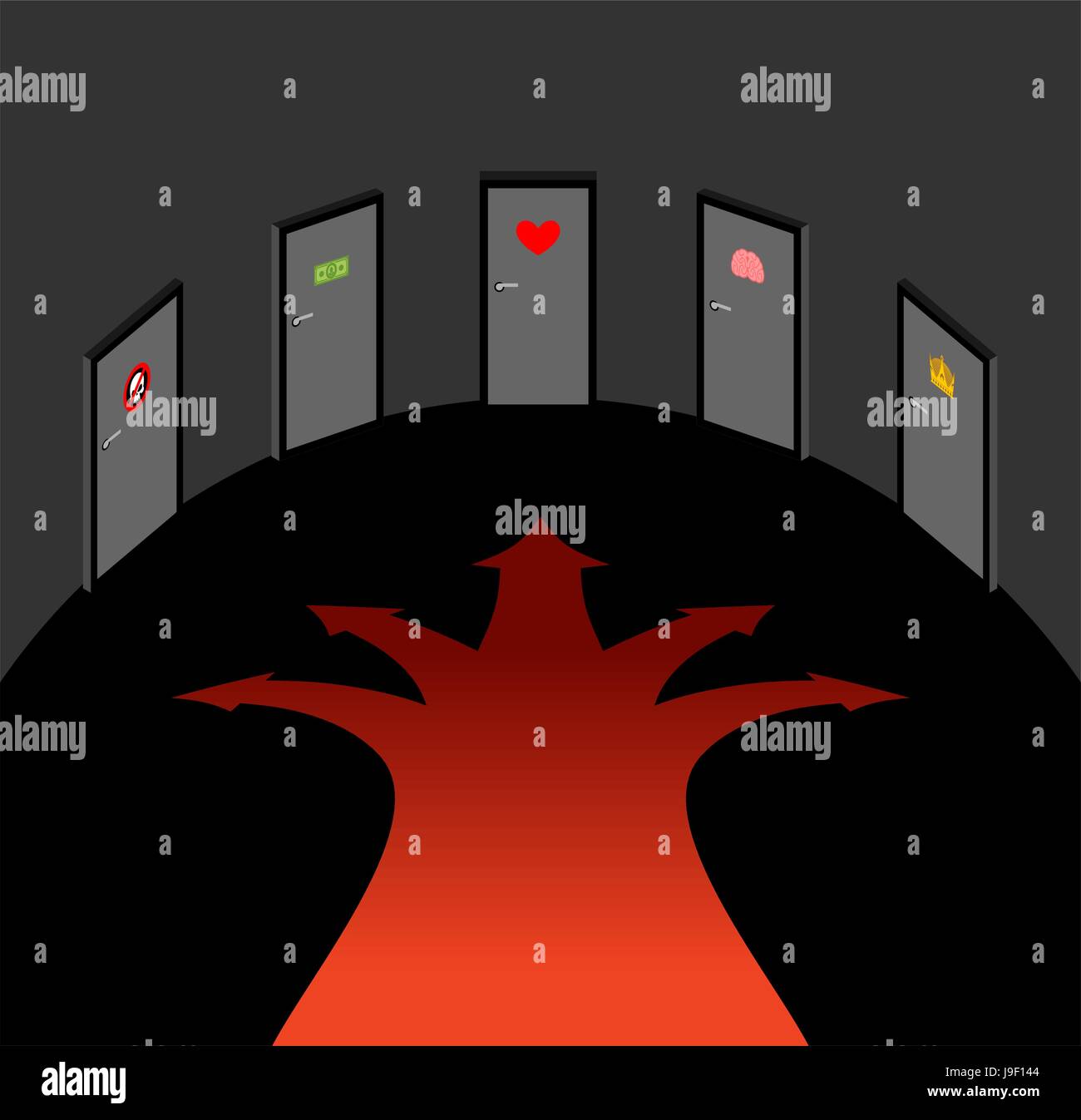 Crossroads. Selecting way. Closed doors. Fork in road Stock Vector ...
