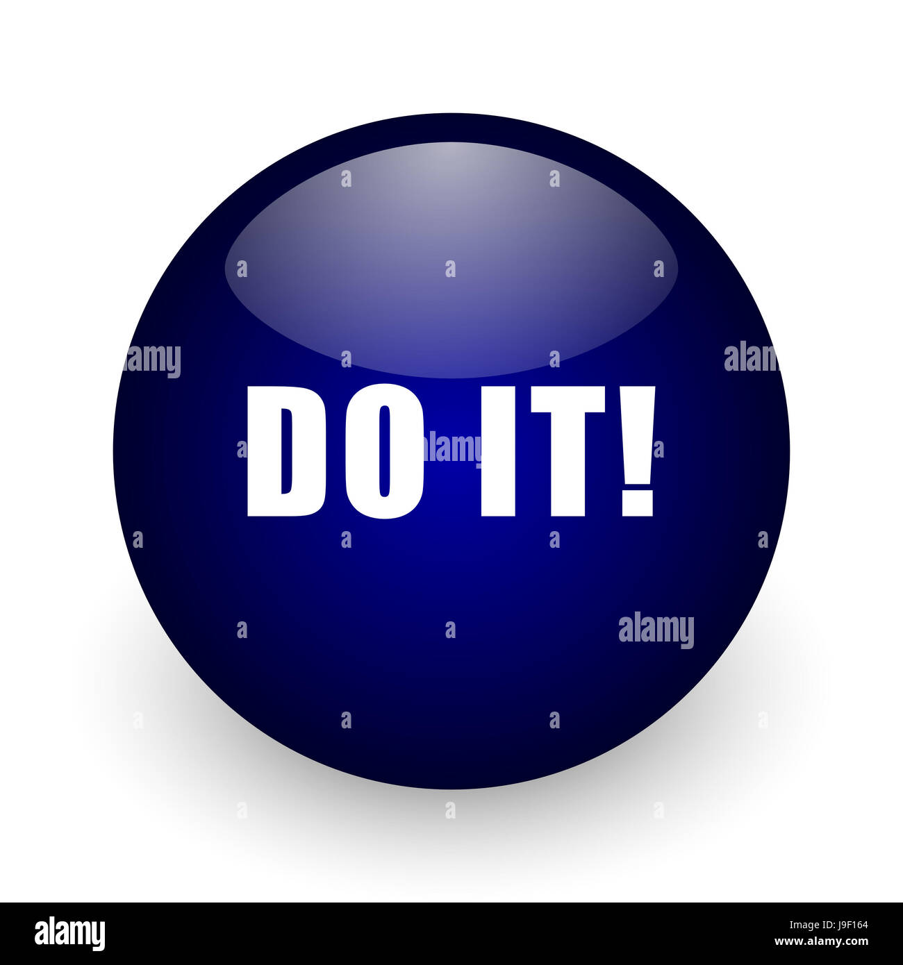 Do it blue glossy ball web icon on white background. Round 3d render ...