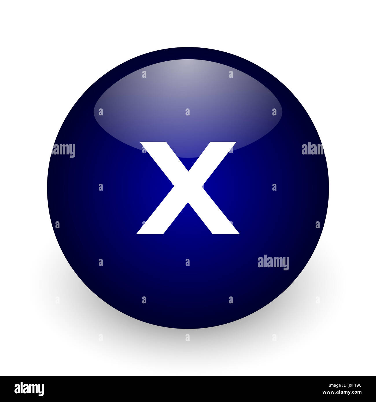 Cancel blue glossy ball web icon on white background. Round 3d render ...