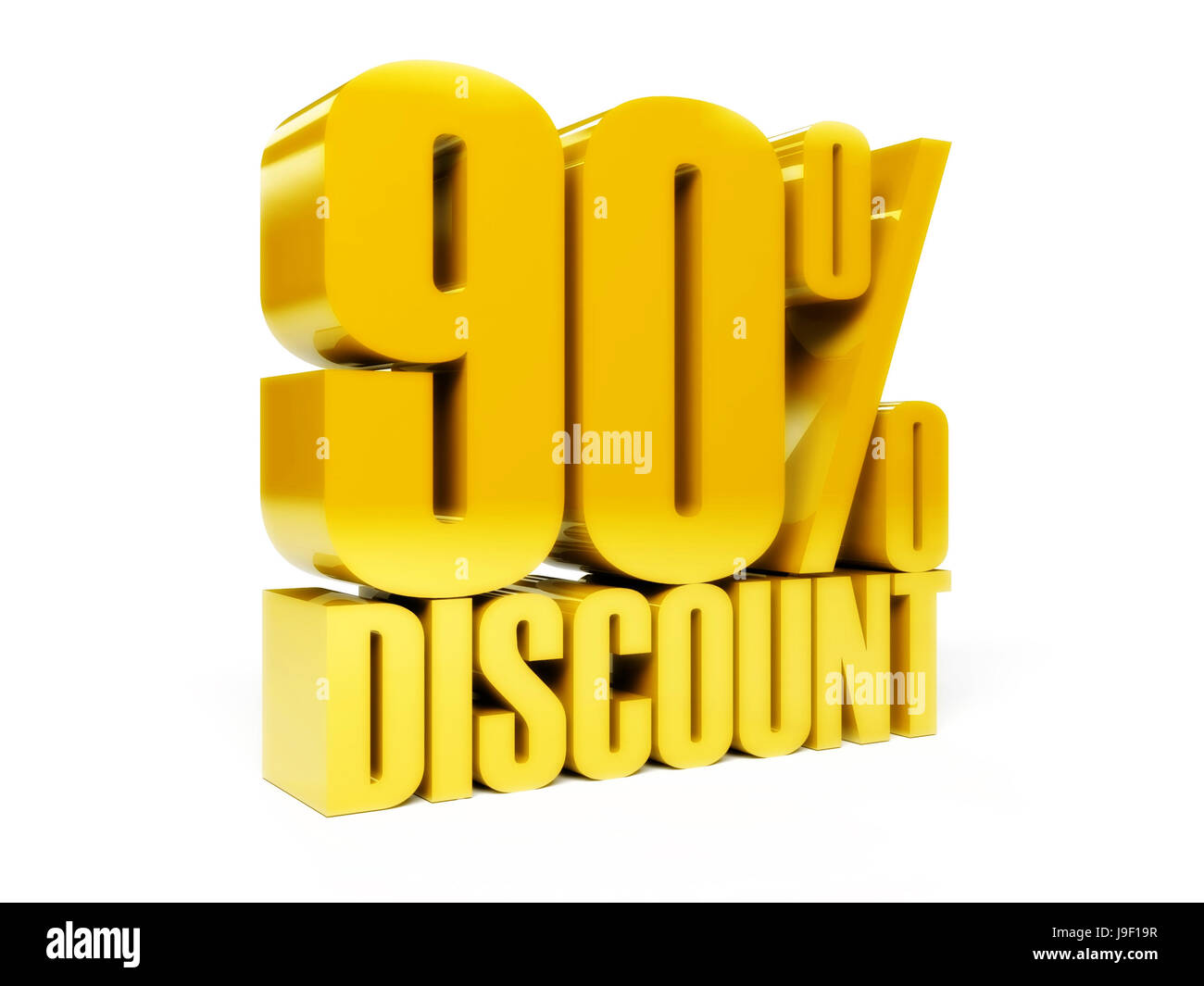 90 percent discount. Gold shiny text. Concept 3D illustration Stock ...