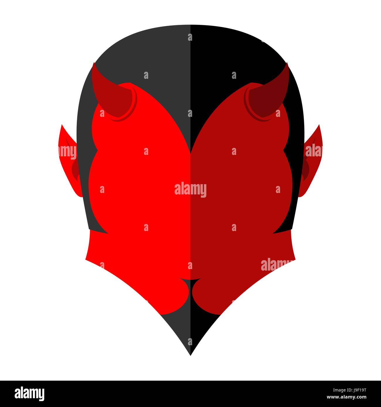 Red Devil icon. Demon sign flat style. Heck with horns. Crafty Satan ...