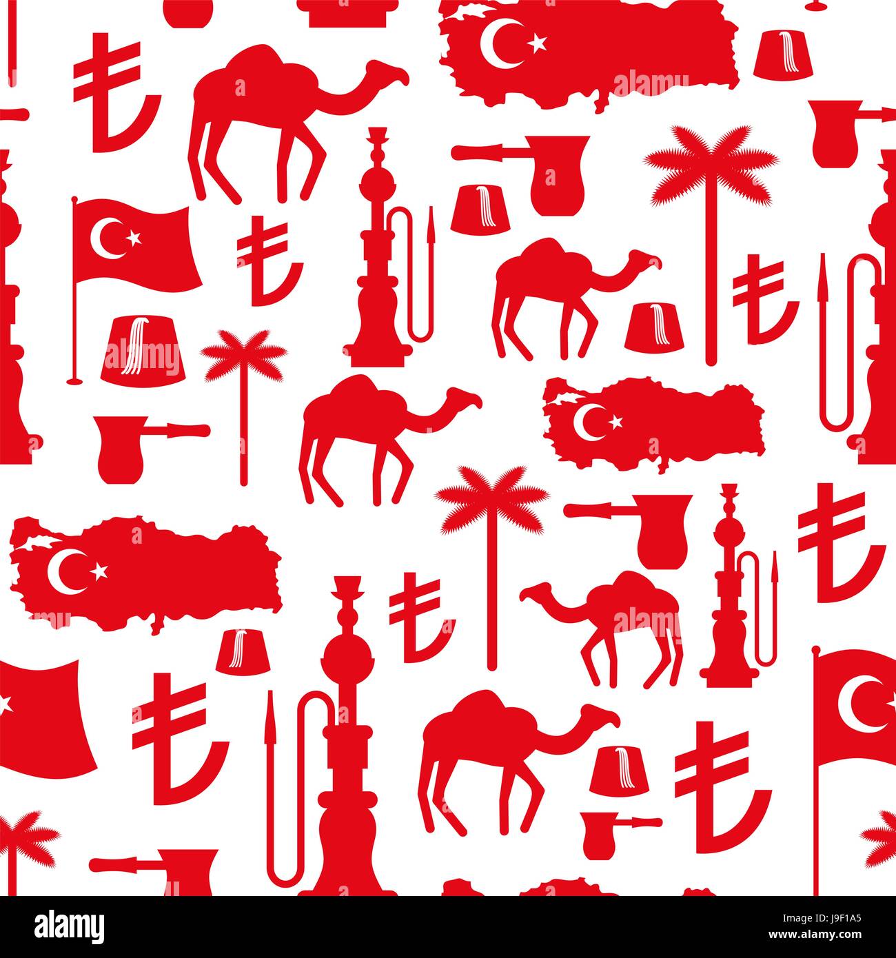 Turkey symbols seamless pattern. Turkish national ornament. State ...