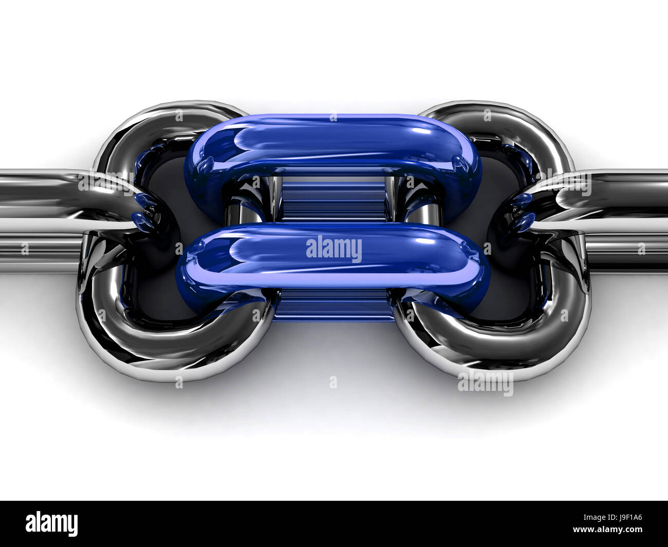Double blue chain link. Concept 3D illustration Stock Photo - Alamy