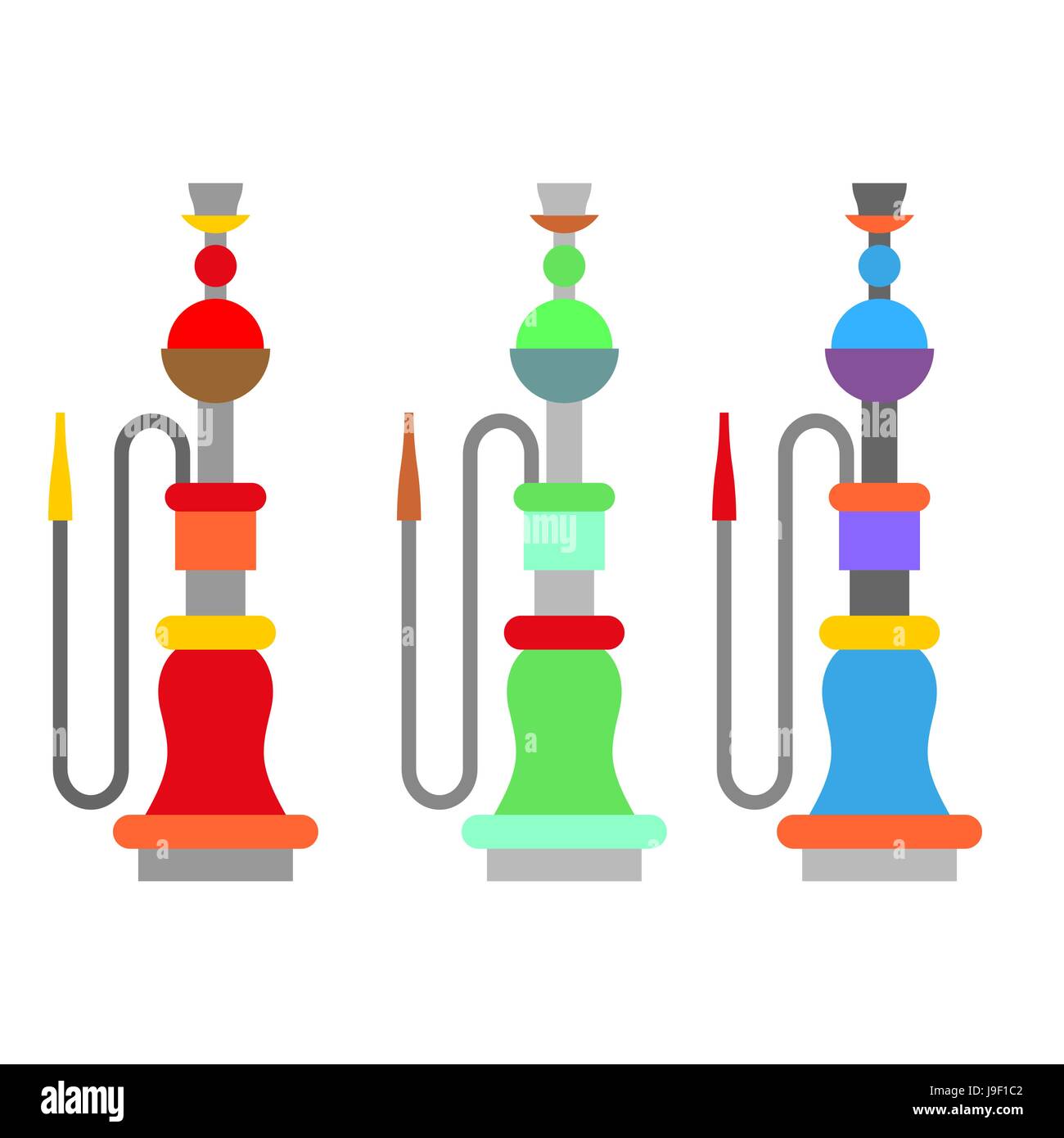 Set colorful arabic hookah. Turkish national instrument for smoking ...
