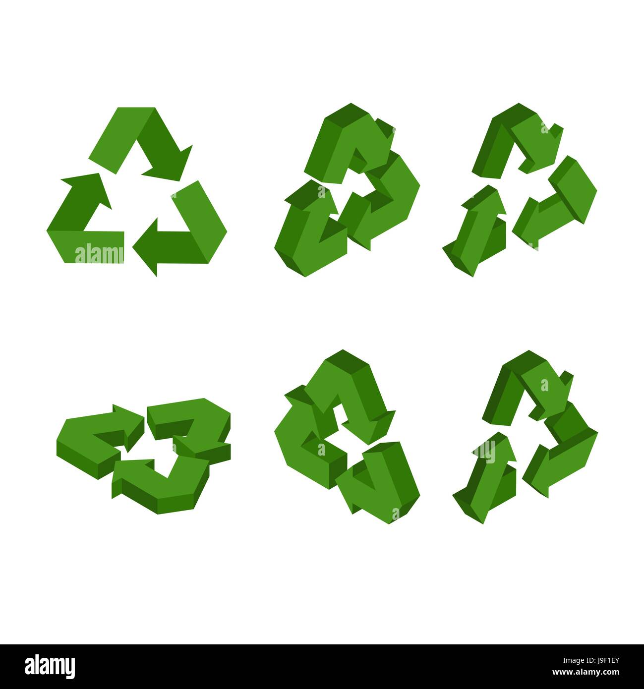 Sign Recycling isometrics. Set green triangular arrow. conversion Icon ...