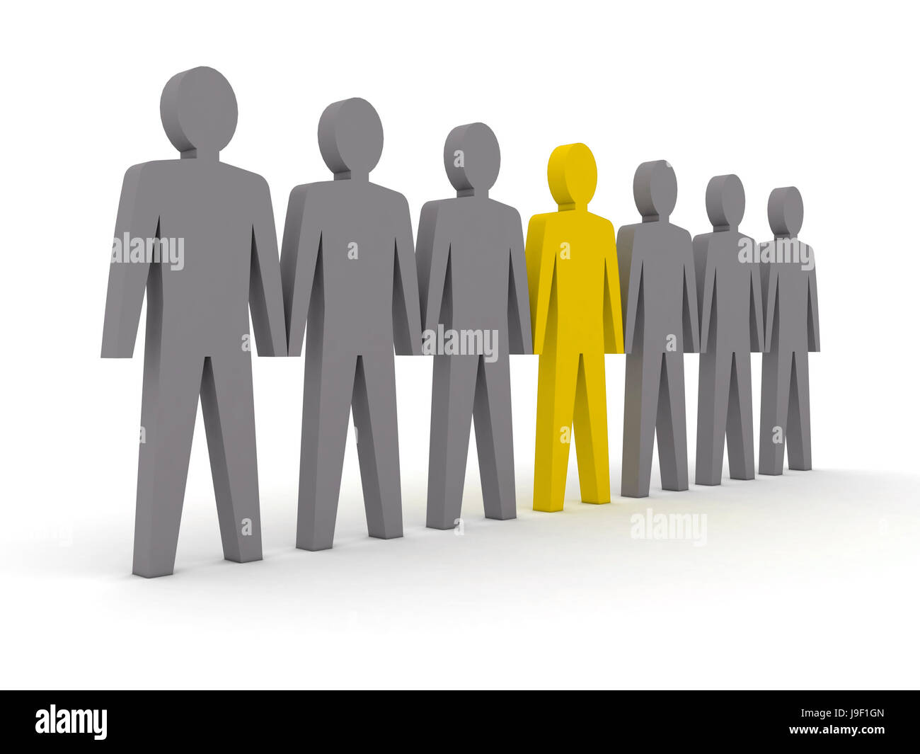 Unique person in row. Concept 3D illustration Stock Photo - Alamy