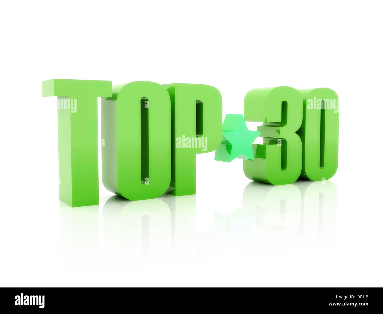 Top thirty green word isolated on white background. 3D illustration ...