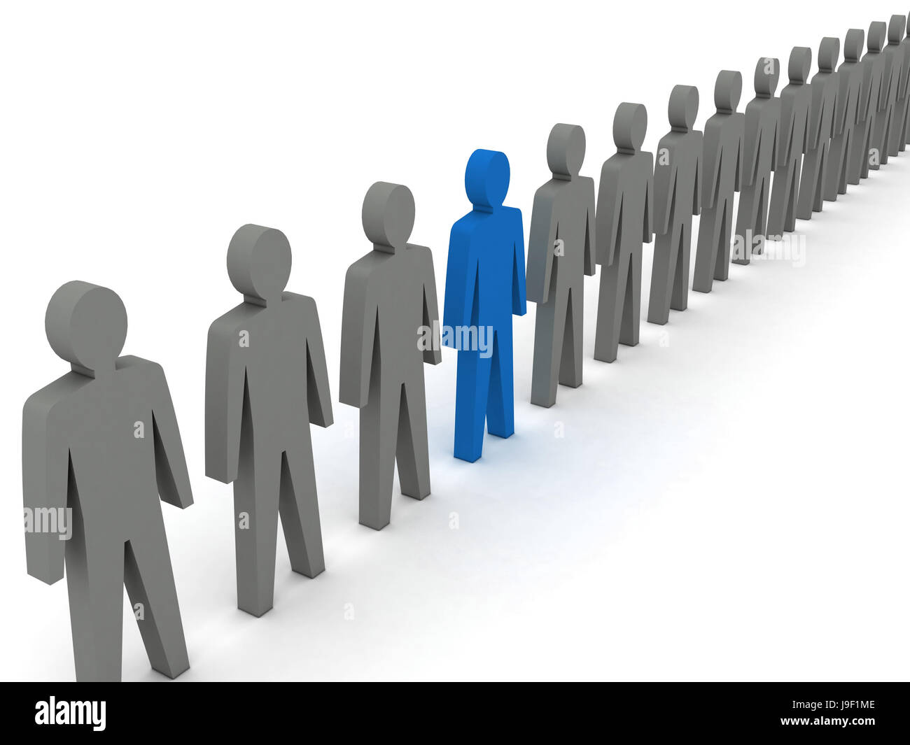 Unusual person in row. Concept 3D illustration Stock Photo - Alamy