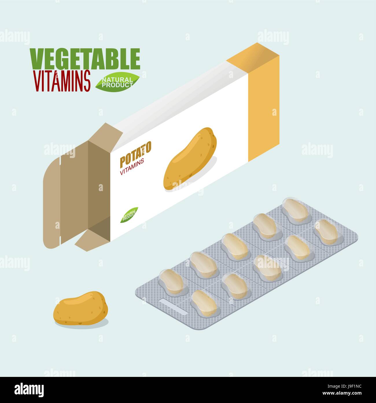 Potato vitamins. Vegetarian pills. Tablets in pack. Natural products ...