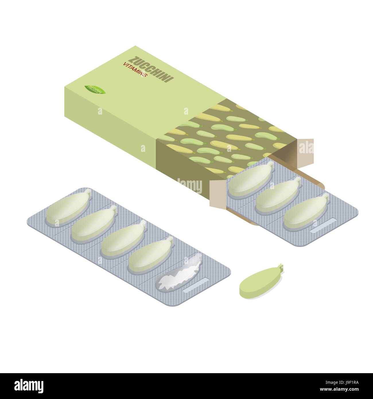 Zucchini vitamins. Vegetarian pills. Tablets in pack. Natural products ...