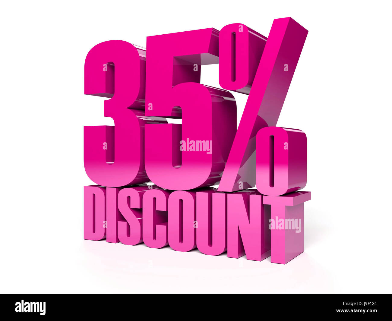 35 percent discount. Pink shiny text. Concept 3D illustration Stock ...