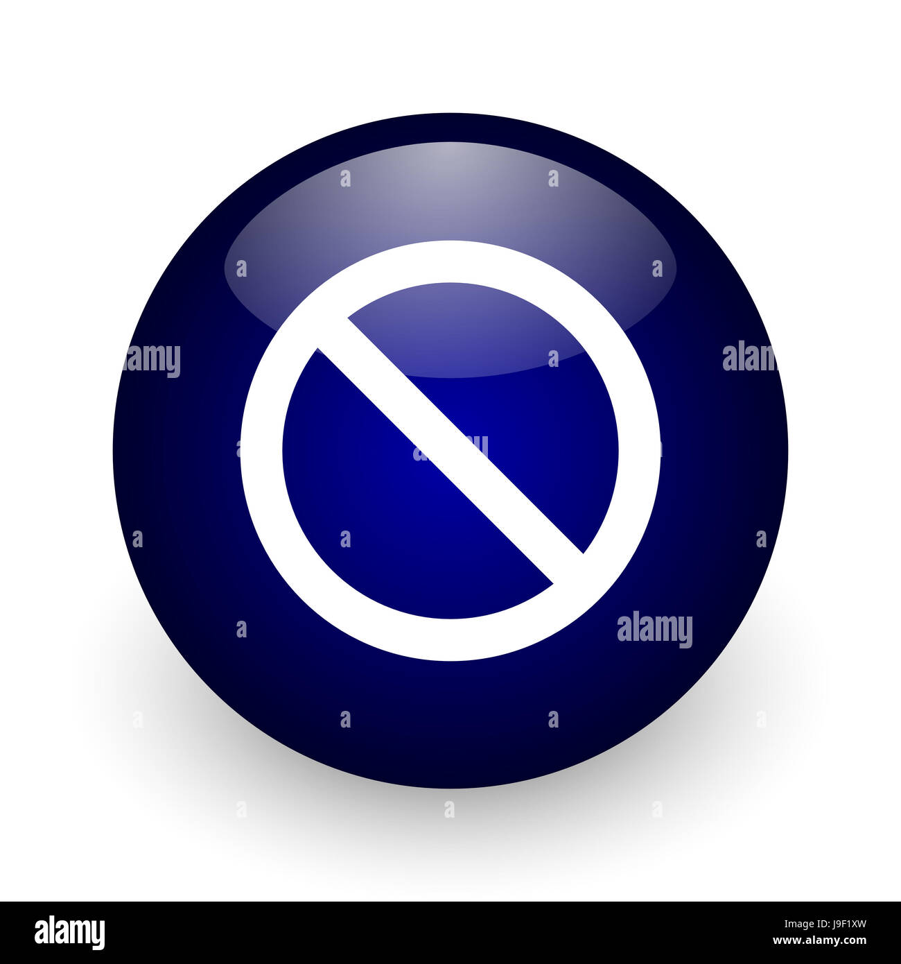 Access denied blue glossy ball web icon on white background. Round 3d ...