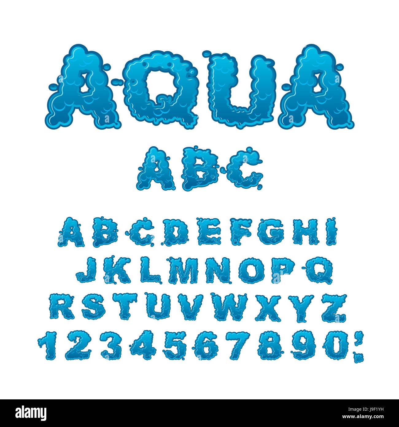 Aqua ABC. Drops of water alphabet. Wet Letters. Water font Stock Vector ...