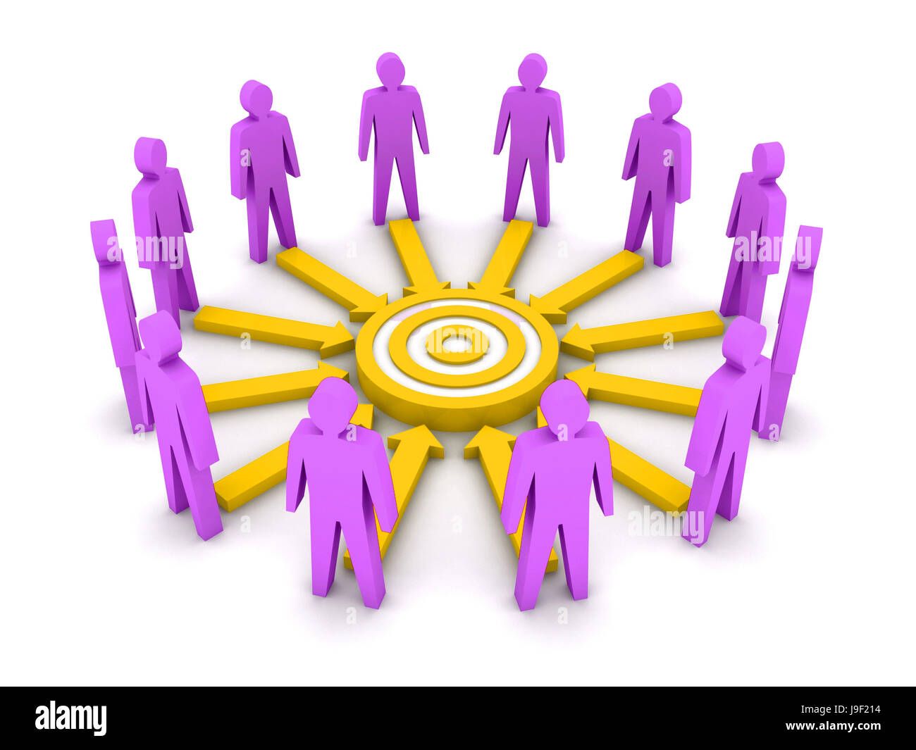 Group of 3D people working towards a common target. Concept ...