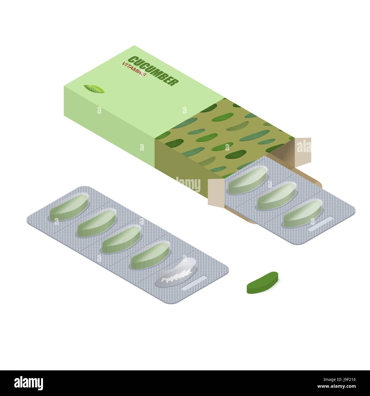 Cucumber Vitamins. Vegetarian pills. Tablets in pack. Natural products ...