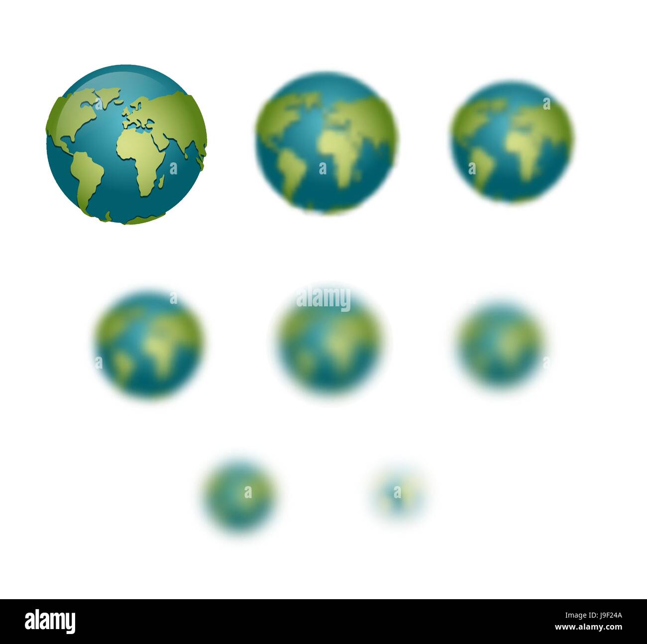 Earth. Planet Earth isolated. Earth set with varying degrees of blur ...