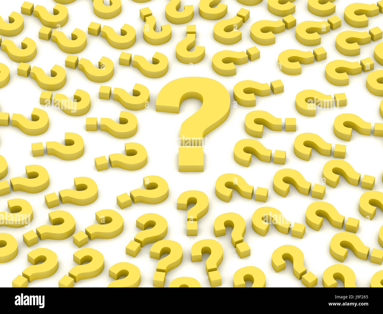 Question sign surrounded by question marks. Concept 3D illustration Stock Photo - Alamy