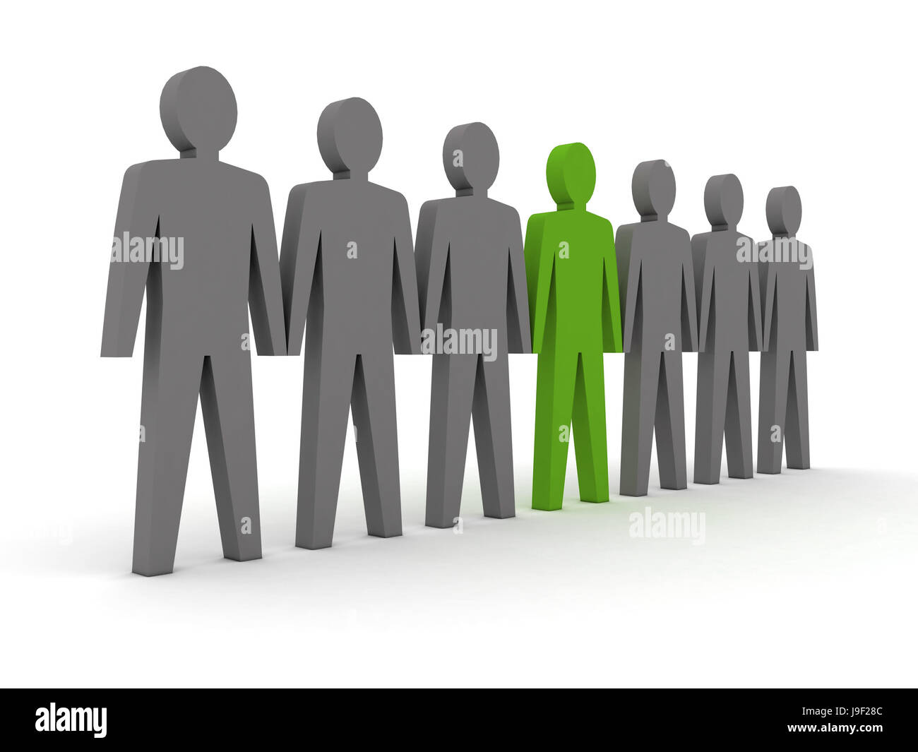 Unique person in row. Concept 3D illustration Stock Photo - Alamy