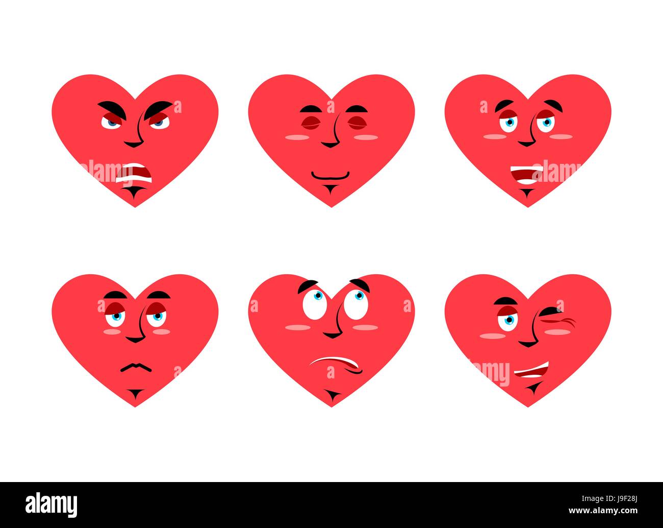 Set love emotion. Cheerful and angry love. Surprise and sadness emoji ...