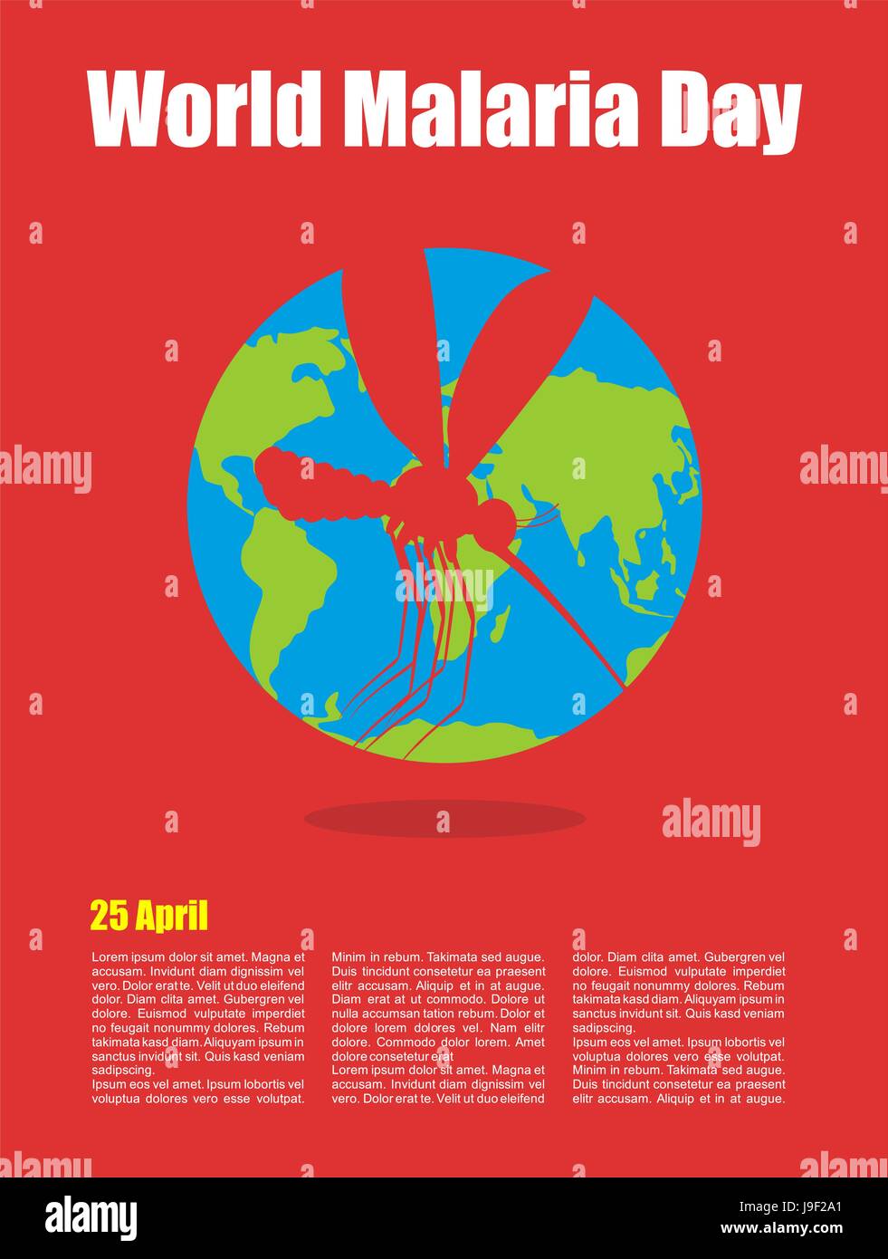 World Malaria Day. Poster for international holiday of April 25. Planet ...