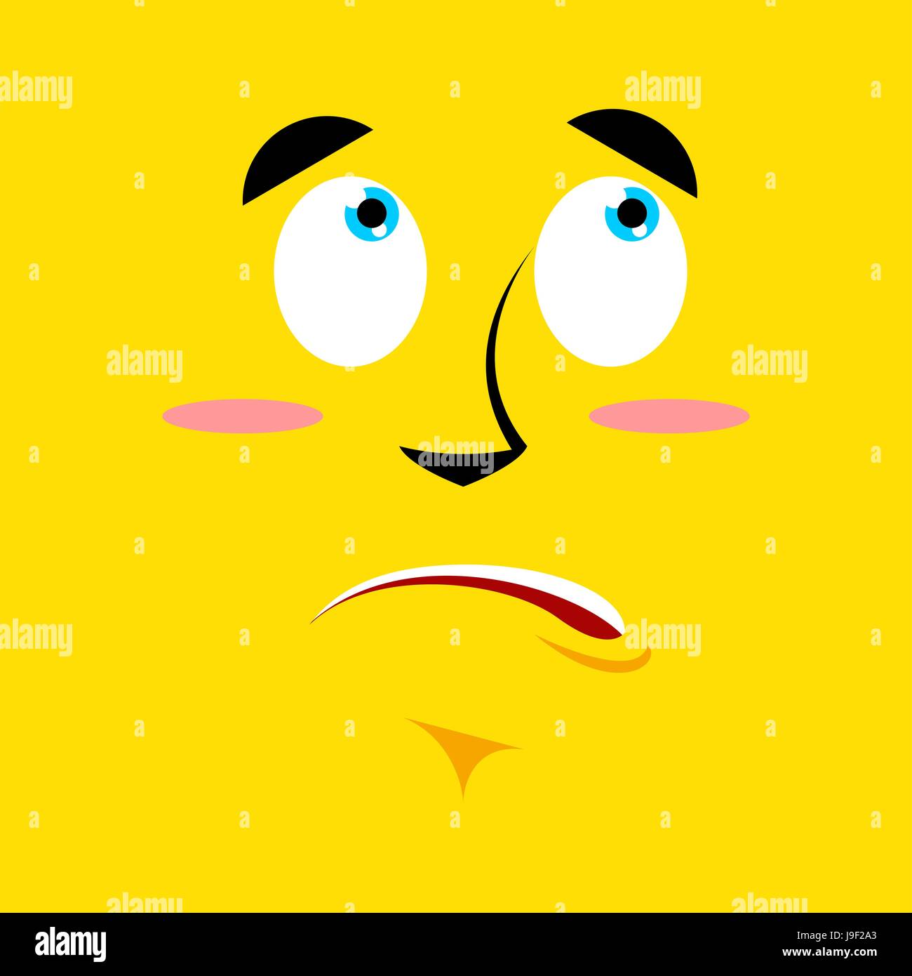 Cartoon surprised face on yellow background. Discouragement emotion ...
