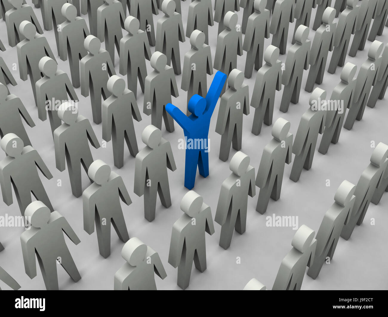 Unique person in crowd. Concept 3D illustration Stock Photo - Alamy
