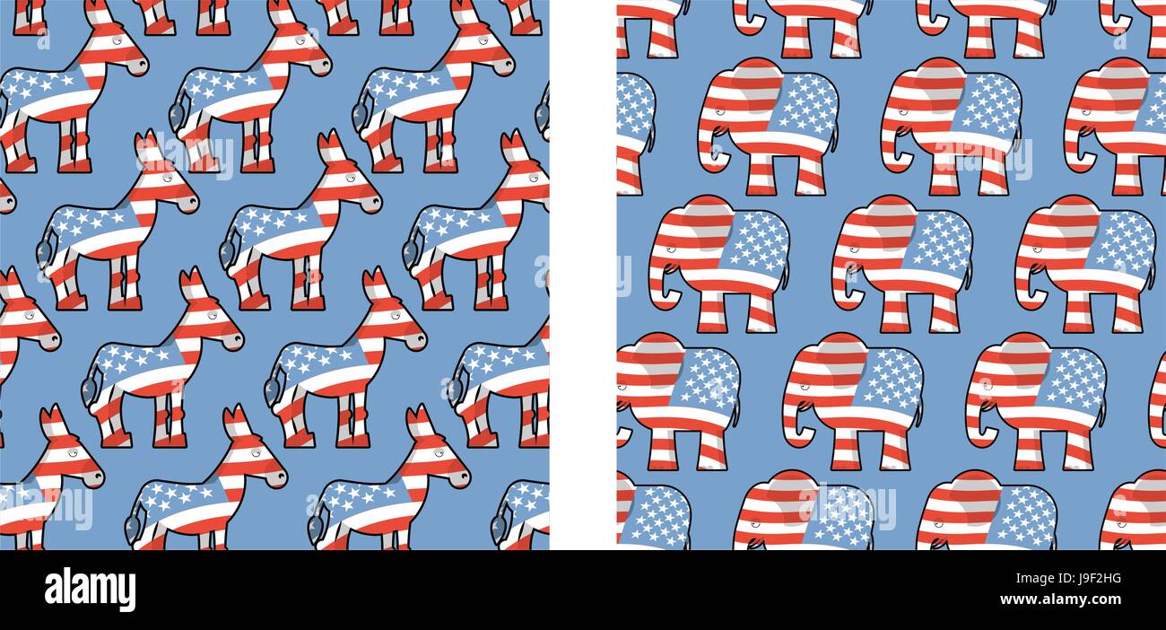 Donkey and elephant symbols of political parties in America. USA ...