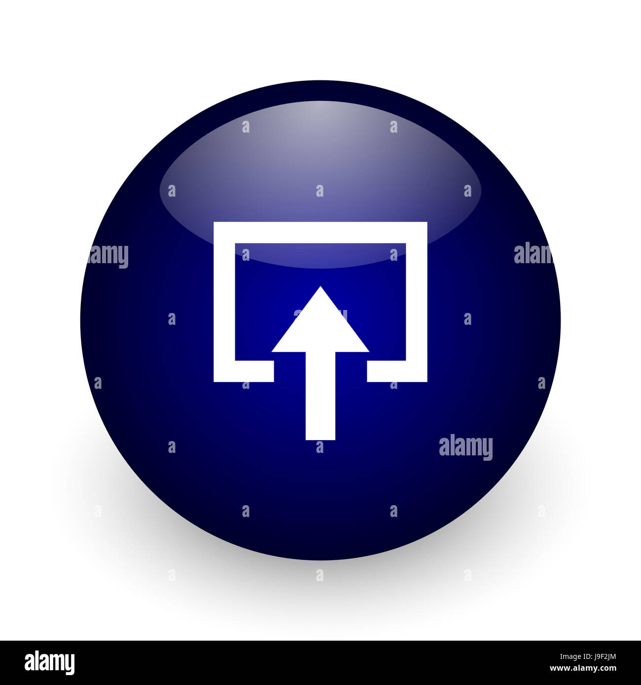 Enter blue glossy ball web icon on white background. Round 3d render ...