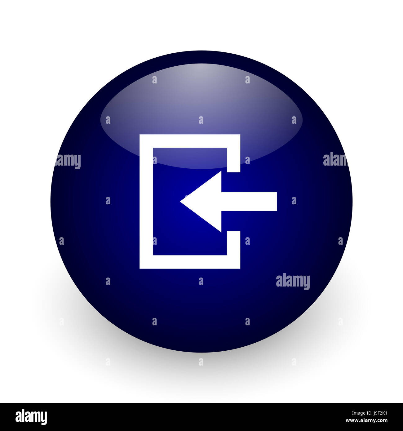 Enter blue glossy ball web icon on white background. Round 3d render ...