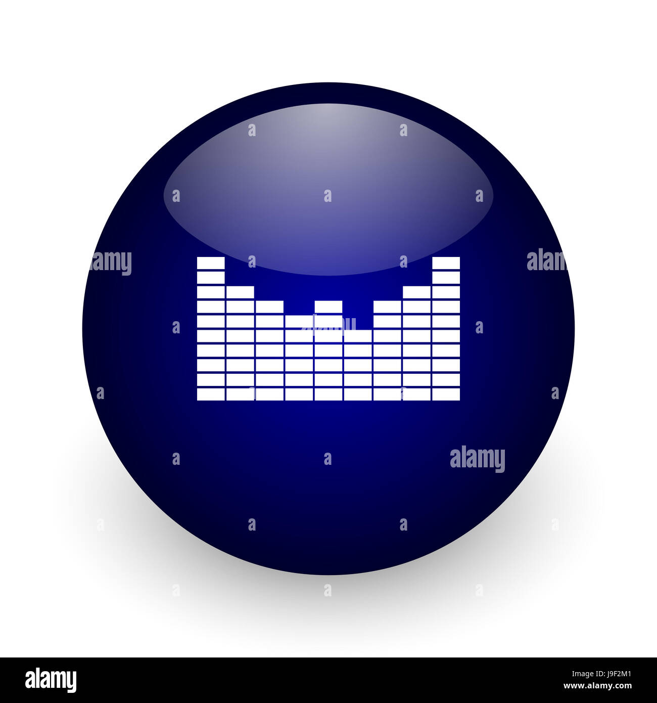 Sound blue glossy ball web icon on white background. Round 3d render ...