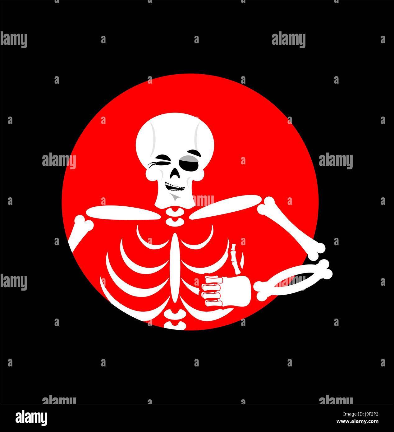 Skeleton showing thumbs up. Signs all right. Happy skull. Bone Hand ...