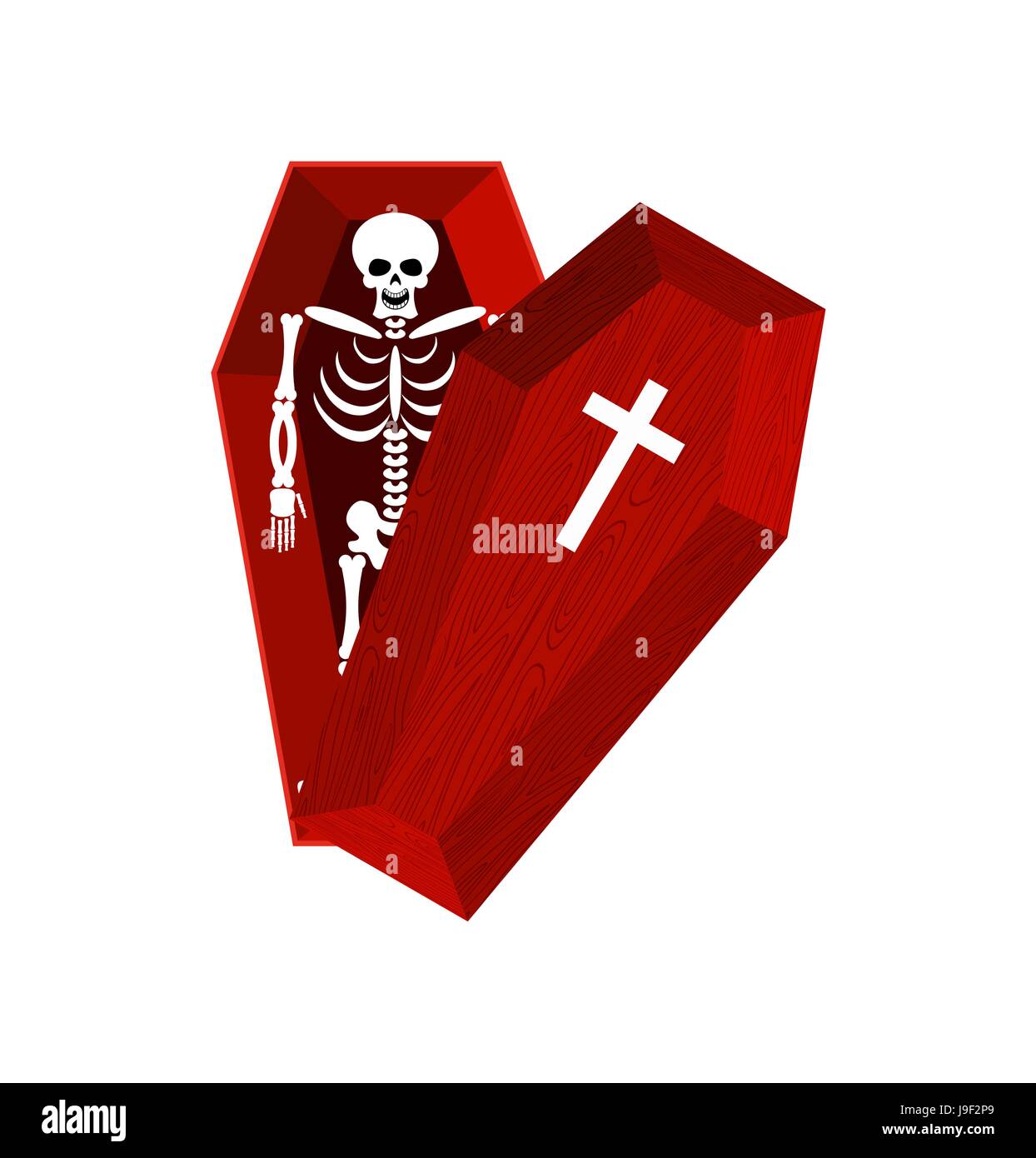 Skeleton in wooden casket Stock Vector Images - Alamy