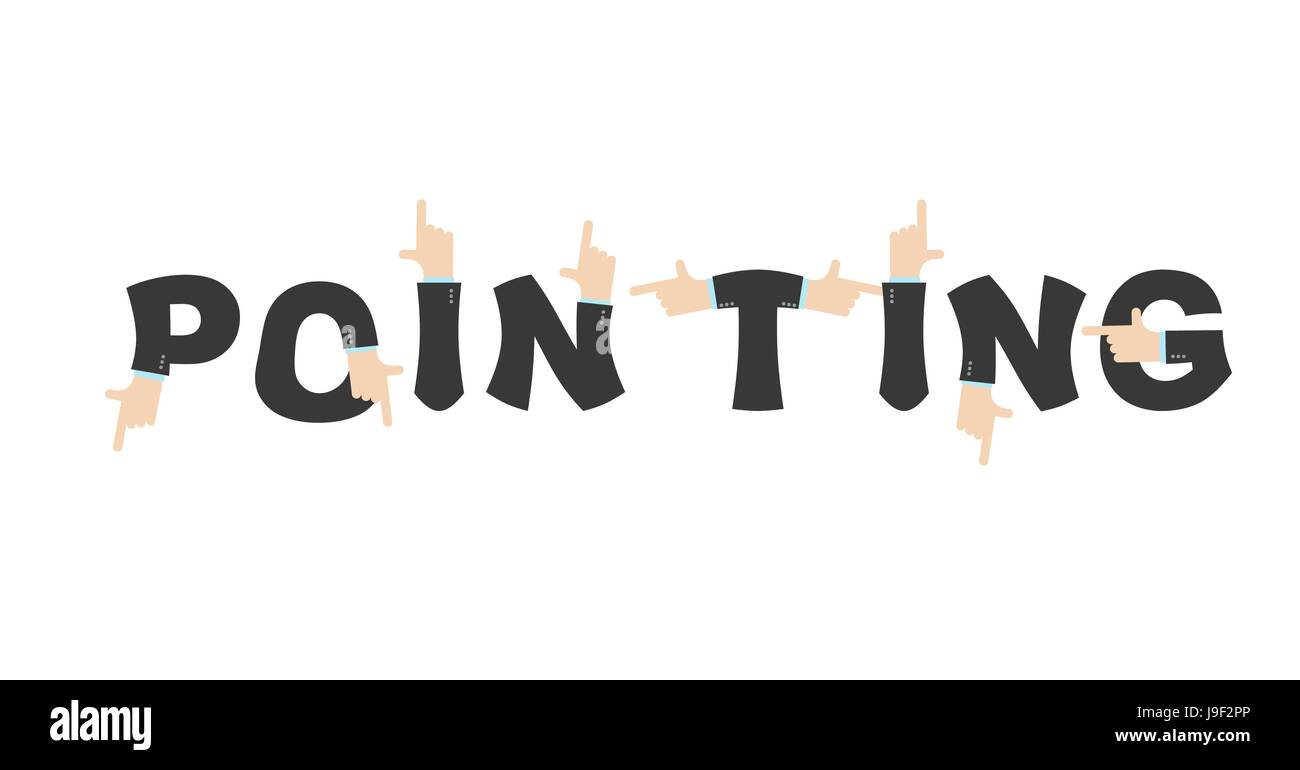 Pointing typography. Pointing hand alphabet. Businessman hand lettering ...
