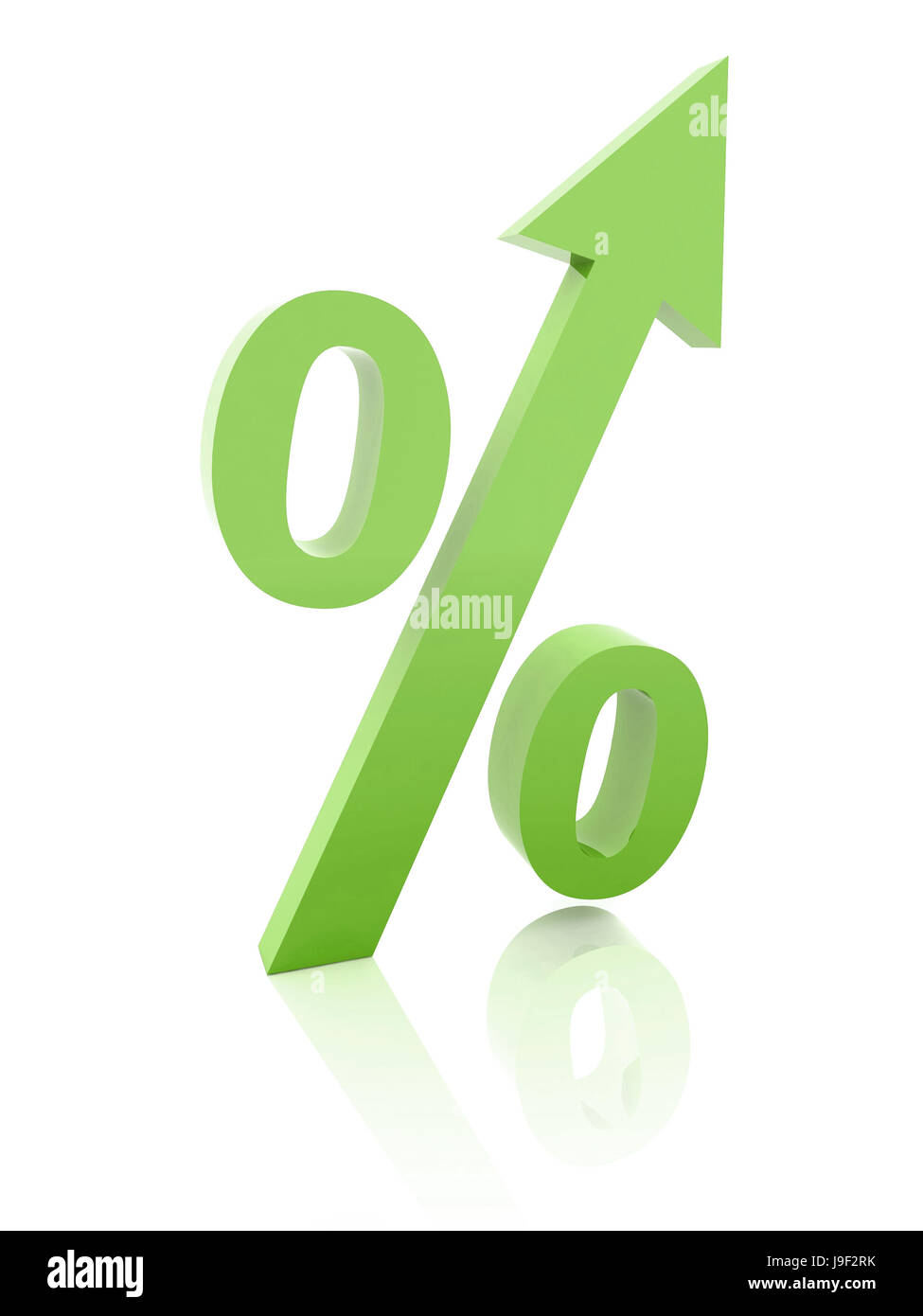 Green percentage symbol with an arrow up. Concept 3D illustration Stock ...