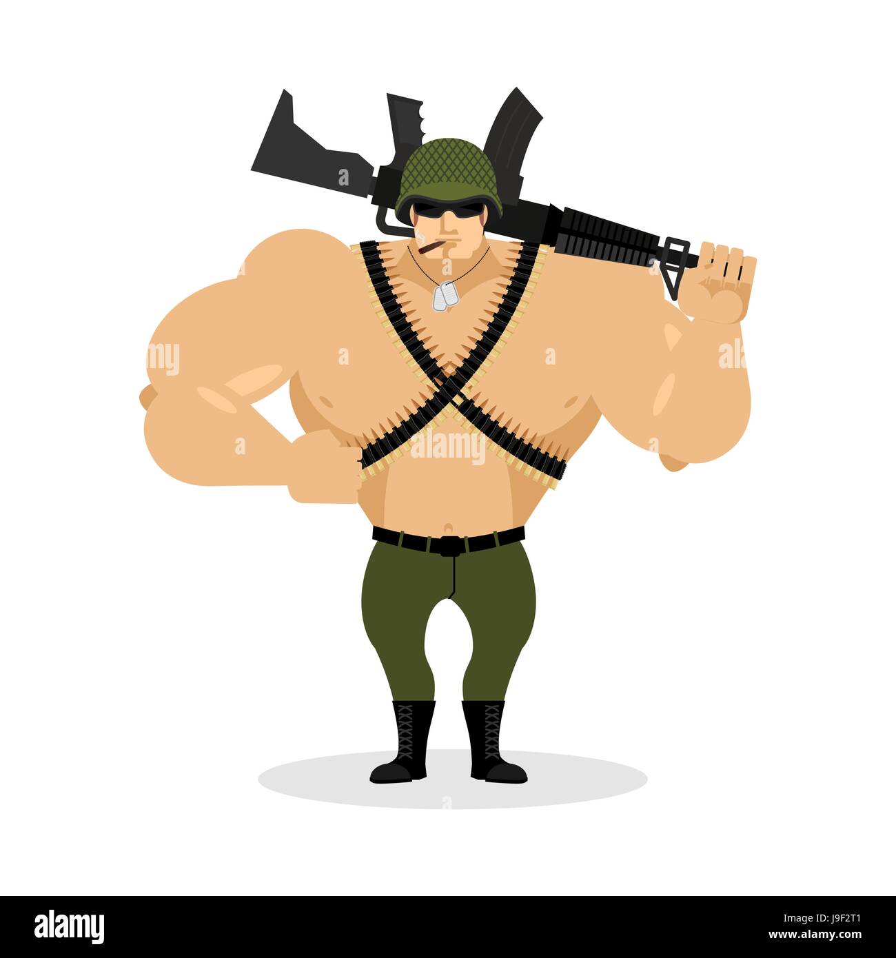 Soldier with rifle. special forces with gun. Warrior and machine-gun ...