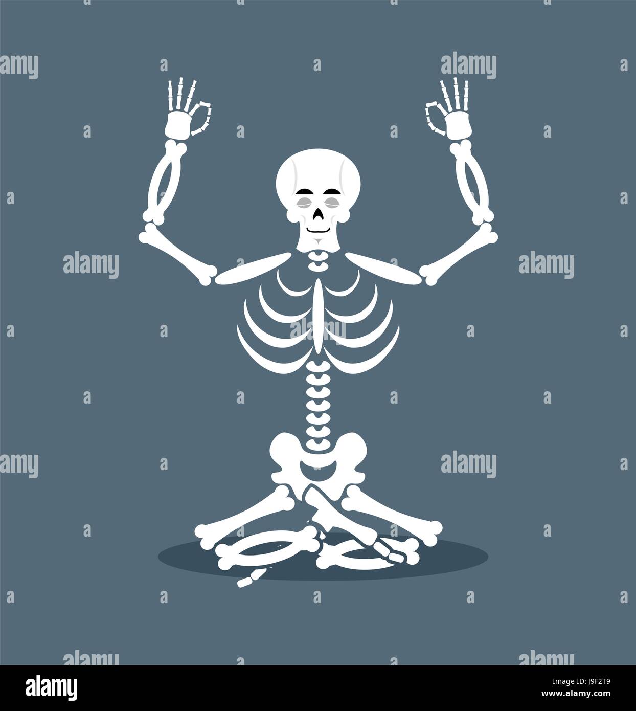 Skeleton meditating. Dead yoga. Status of nirvana and enlightenment ...